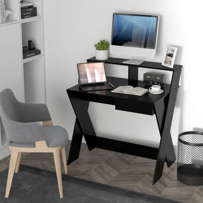 Costway Wooden Computer Desk Home Office Writing Desk with Monitor ...