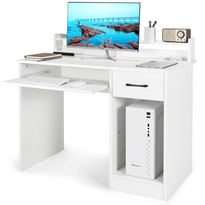 Costway Wooden Computer Desk W/ Keyboard Tray Home Office Writing Desk ...
