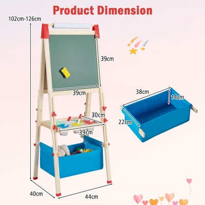 Costway Wooden Kids Art Easel Double Sided Easel Blackboard W ...