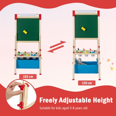 Costway Wooden Kids Art Easel Double Sided Easel Blackboard W ...