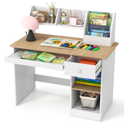 Costway Wooden Kids Desk Children Study Table Student Computer ...
