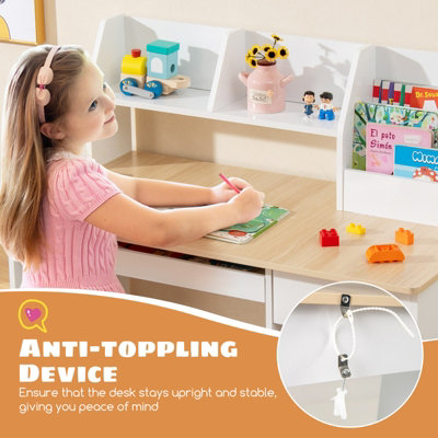 Costway Wooden Kids Desk Children Study Table Student Computer ...