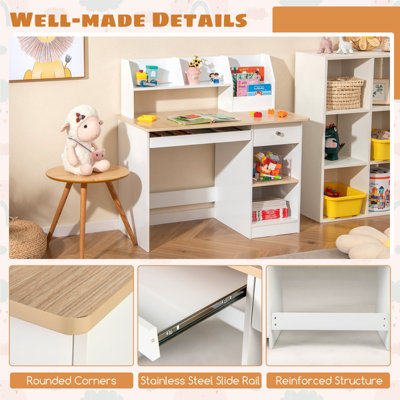 Costway Wooden Kids Desk Children Study Table Student Computer ...