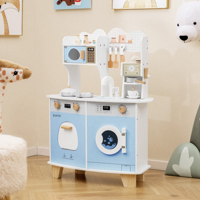 COSTWAY Wooden Kids Kitchen Playset Pretend Play Kitchen Toy Kitchen ...