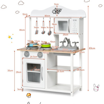 Costway Wooden Kids Play Kitchen Children Role Play Cooking Set Toy ...