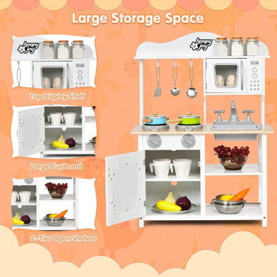 Costway Wooden Kids Play Kitchen Children Role Play Cooking Set Toy ...