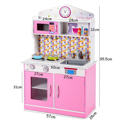COSTWAY Wooden Kids Play Kitchen Children Role Play Pretend Set Toy ...