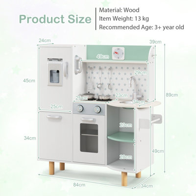Costway Wooden Kids Pretend Play Kitchen Children Role Play Cooking Set ...