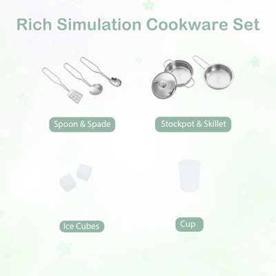 Costway Wooden Kids Pretend Play Kitchen Children Role Play Cooking Set ...