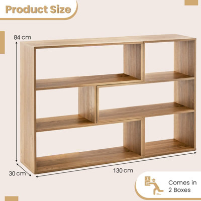 Costway Wooden Storage Bookcase 2-Piece Separable Bookshelf Home Office ...