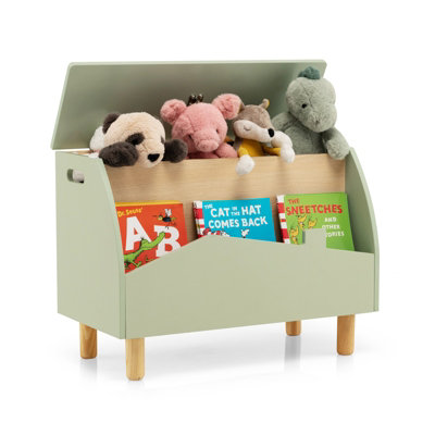 Costway Wooden Toy Box Kids Toy Storage Organizer Chest Flip-top Lid ...