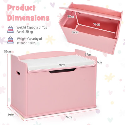 Costway Wooden Toy Box Lift-Top Storage Chest Seating Bench