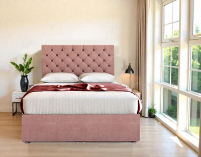 Cosy Pink Plush Bed & Mattress Sets - Divan Bed Base with 54 ...