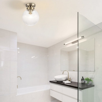 COSYLYTE Finley Bathroom Classic Ribbed Glass Ceiling Light - Antique ...