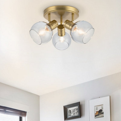 COSYLYTE Hilston 3 Light Modern Smoky Glass Spotlight - Gold Metal Base