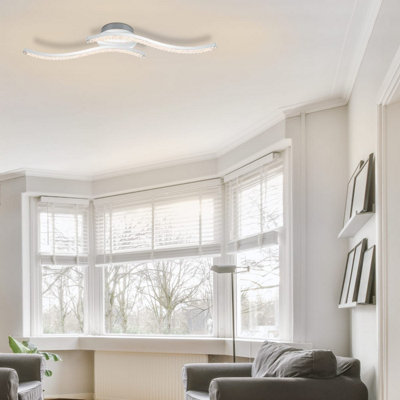 COSYLYTE Kenworth 2 Light Integrated LED Modern Wavy Ceiling Light - Chrome