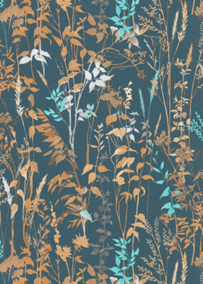 Cottage Garden Embossed Blue Vinyl