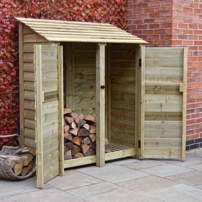 Cottesmore 6ft Log Store with Doors - L80 x W150 x H181 cm - Light Green