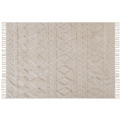 Cotton Area Rug 160 x 230 cm Beige DIDIM