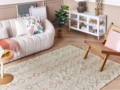 Cotton Area Rug 160 x 230 cm Beige DISPUR