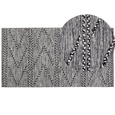 Cotton Area Rug 80 x 150 cm Black and White TERMAL