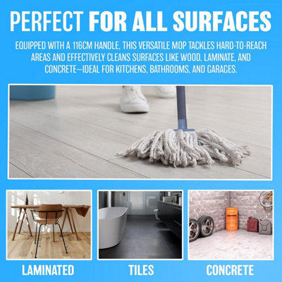 Cotton Floor Mop With Super Absorbent Cotton Mop Head 116Cm Metal ...