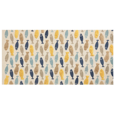 Cotton Kids Rug Fish Print 80 x 150 cm Multicolour IPUH | DIY at B&Q