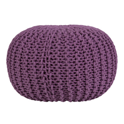 Cotton Knitted Pouffe 50 x 35 cm Purple CONRAD