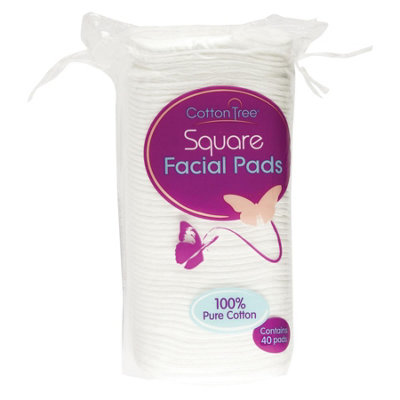 Cotton Tree Square Facial Cotton Pads - Pack of 40