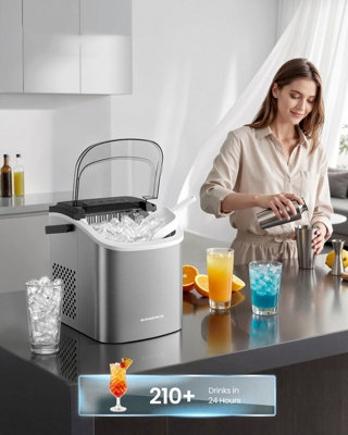 Countertop Ice Cube Maker, Fast 6-Min Operation, Self-Cleaning, 2 Cube ...