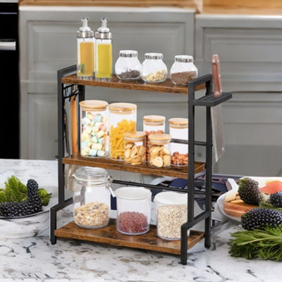 Countertop Spice Rack Kitchen Organiser Rustic