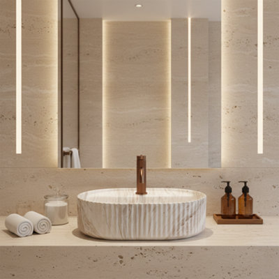 COUNTERTOP WASHBASIN REA MARCELA 50 KALLISTO BEIGE, CERAMIC