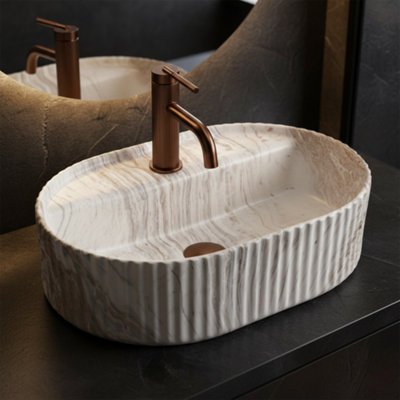 COUNTERTOP WASHBASIN REA MARCELA 50 KALLISTO BEIGE, CERAMIC