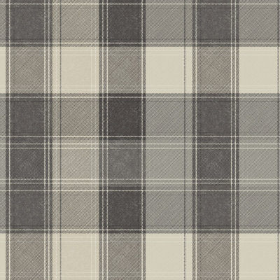 Country Check Mono Grey Monochrome Charcoal Tartan Plaid Wallpaper ...