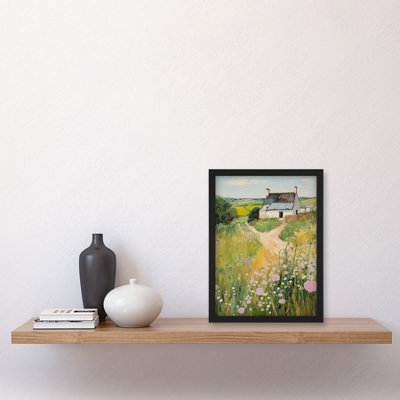 Country Farmhouse Cottage Scene Traditional Landscape Oil Painting ...