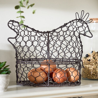Country Style Chicken Egg Basket Trug Woven Wire Kitchen Work Top ...