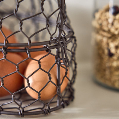 Country Style Chicken Egg Basket Trug Woven Wire Kitchen Work Top ...