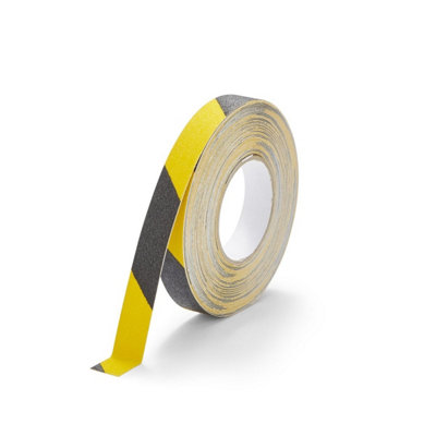 Course Grade Hazard Yellow Black Anti Slip Tape Roll 25mm x 18.3m