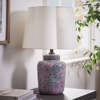 Courtfield Pink Floral Ceramic Room Décor Bedside Table Lamp Night Lamp ...