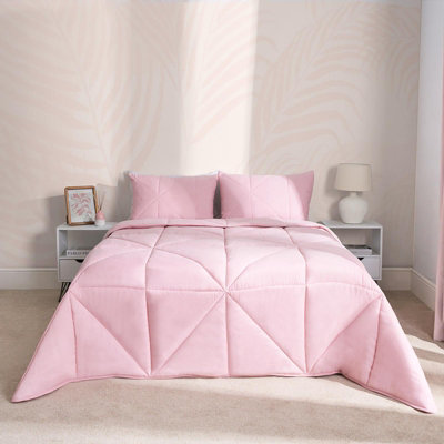 Coverless Duvet Geo Quilted 7.5 TOG Bedding, Blush - King