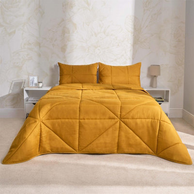 Coverless Duvet Geo Quilted 7.5 TOG Bedding, Ochre - King