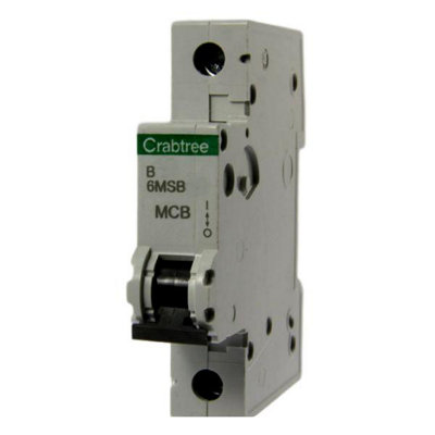 Crabtree 6MSB20 Miniature Circuit Breaker (MCB) Type B Loadstar Domestic SP 20 Amp