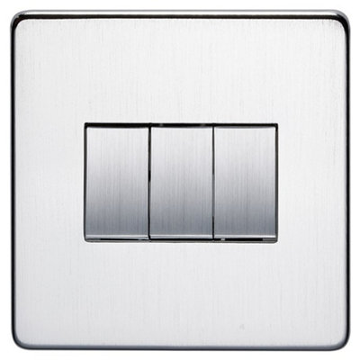 Crabtree 7173/SC Platinum Screwless Low Profile Light Switch 3 Gang 2 ...