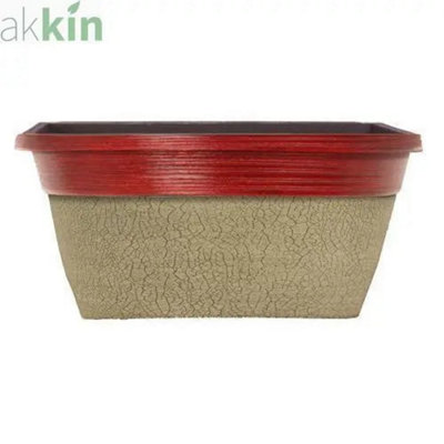 Crackle Window Box 30cm Ceramic White/Glitz Red