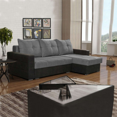 Cranbrook Fabric Sleek Storage Corner Bedroom Sofa Bed available in 2 ...