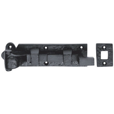 Cranked Barerel Surface Mounted Door Bolt Lock 157 x 45mm Black Antique