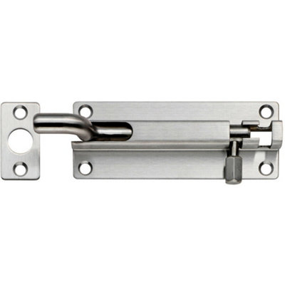 Cranked Barrel Surface Mounted Door Bolt Lock 80 x 38mm Satin Stainless ...