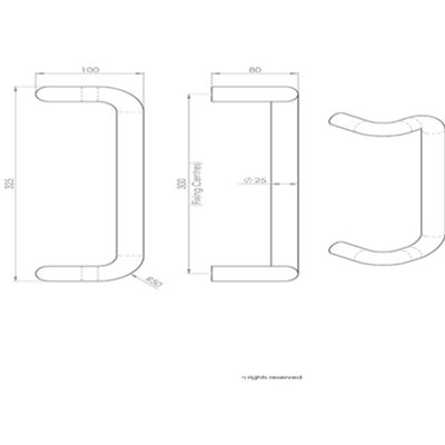 Buy Cranked Pull Handle 325 x 25mm 300mm Fixing Centres Satin Stainless ...