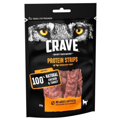 Crave Protein Strips With Turkey & Chicken 55g (Pack of 7) | DIY at B&Q