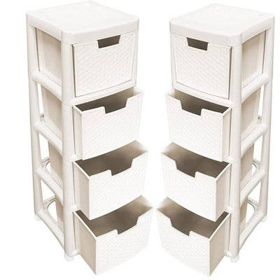 Cream 4 Drawer Spacious Rattan Effect Storage Unit For Home & Office